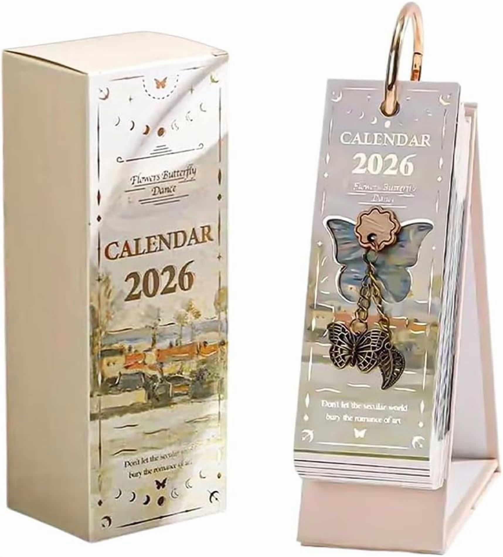 2026 Vintage European Style Oil Painting Flip Calendar, 2026 Small 3D ...