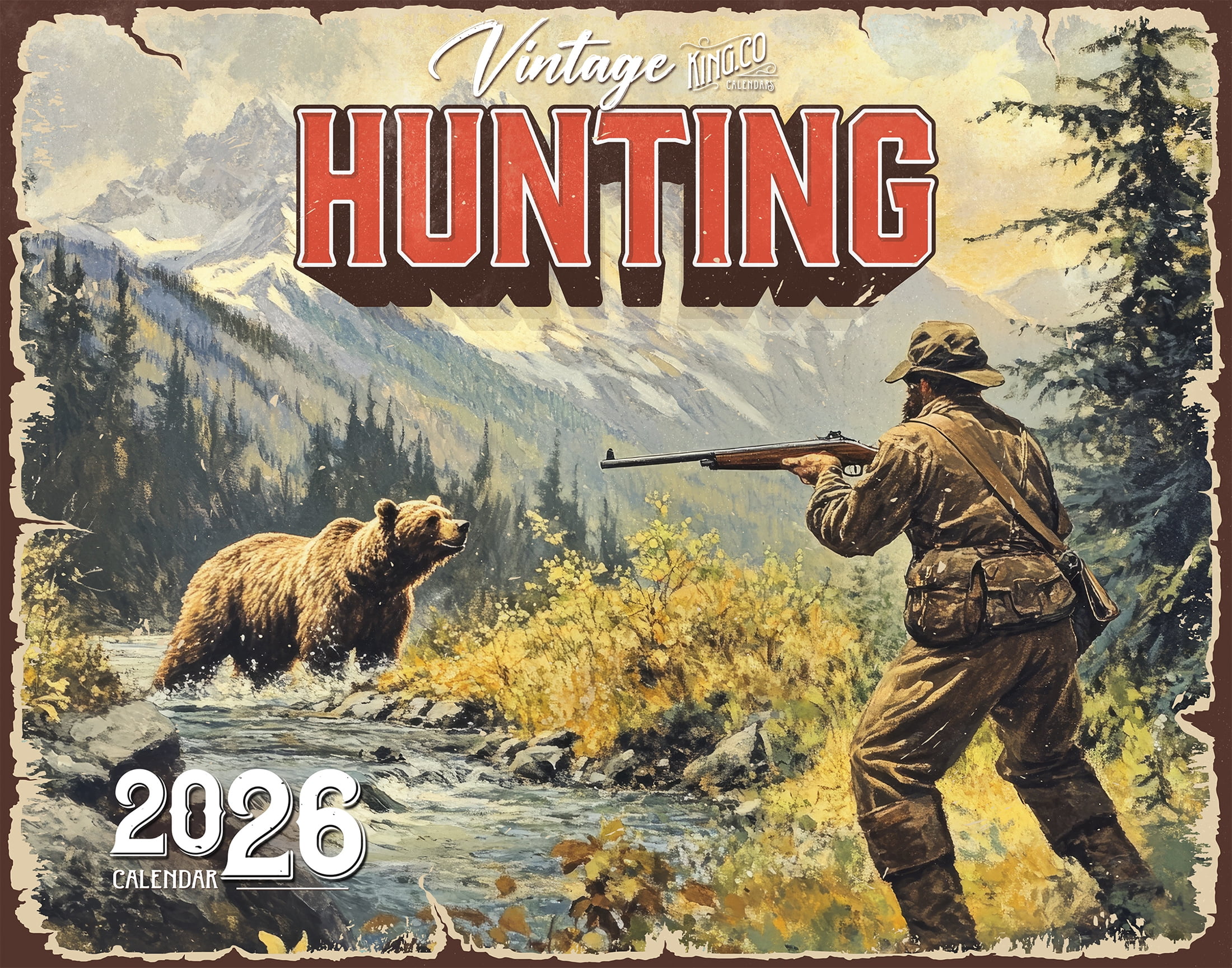 2026 Vintage Hunting Wall Calendar 16-Month X-Large Size 14x22, Retro ...