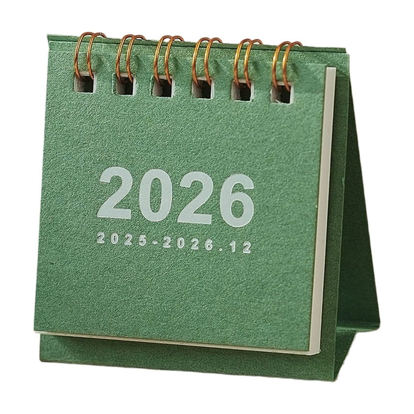 2026 Vintage Mini Desk Calendar Green - 15-Month Coil Bound Portable ...