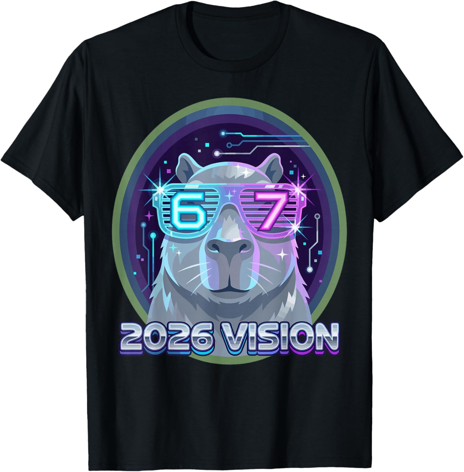 2026 Vision Cyberpunk Capybara 67 Futuristic New Year T-Shirt - Walmart.com