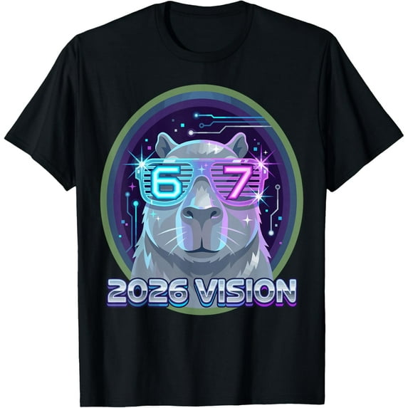 2026 Vision Cyberpunk Capybara 67 Futuristic New Year T-Shirt - Walmart.com