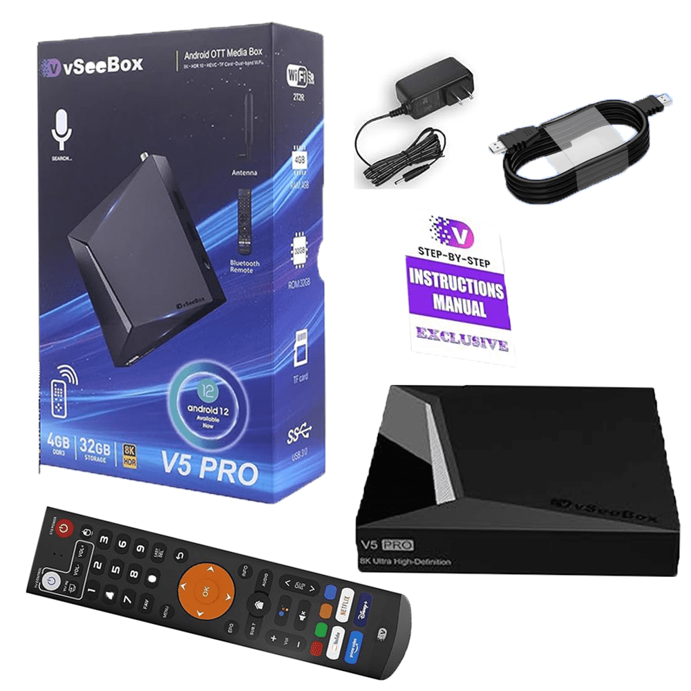 2026 Vseebox V5 pro Smart TV Box - 8K HDMI & Ethernet Cable, Android 12 ...