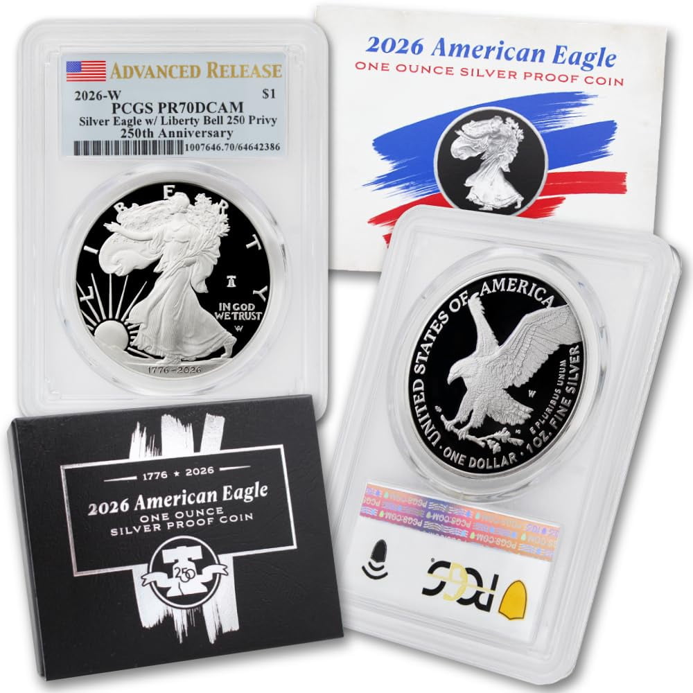 2026-W $1 Silver Eagle PCGS PR70DCAM Advanced Release Liberty Bell ...