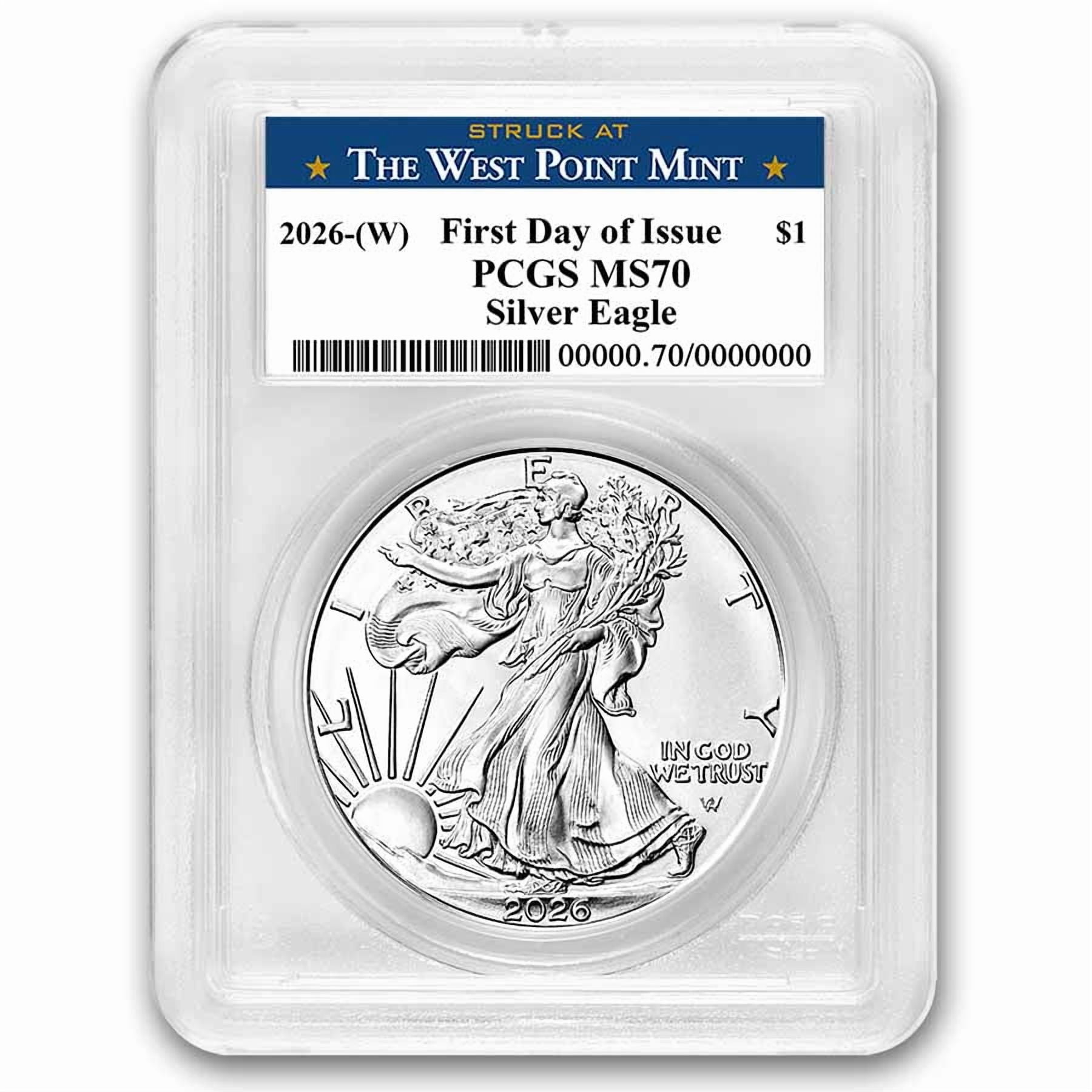 2026-(W) American Silver Eagle MS-70 PCGS (FDI, West Point Label ...