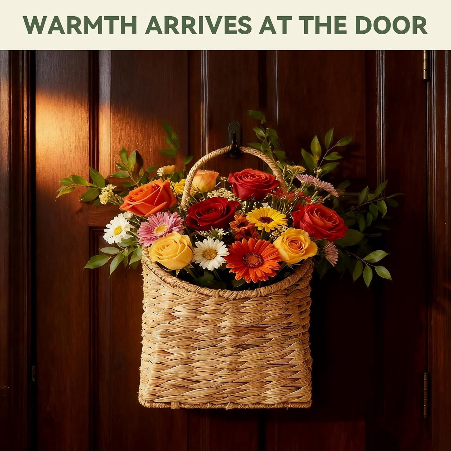 2026 Wall Basket, Boho Hand-Woven Hanging Basket for Front Door, Porch ...