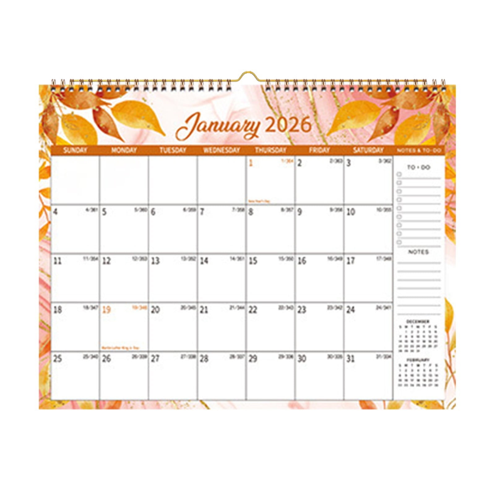 2026 Wall Calendar 12-Month Edition, Colorful Punch Card Schedule with ...