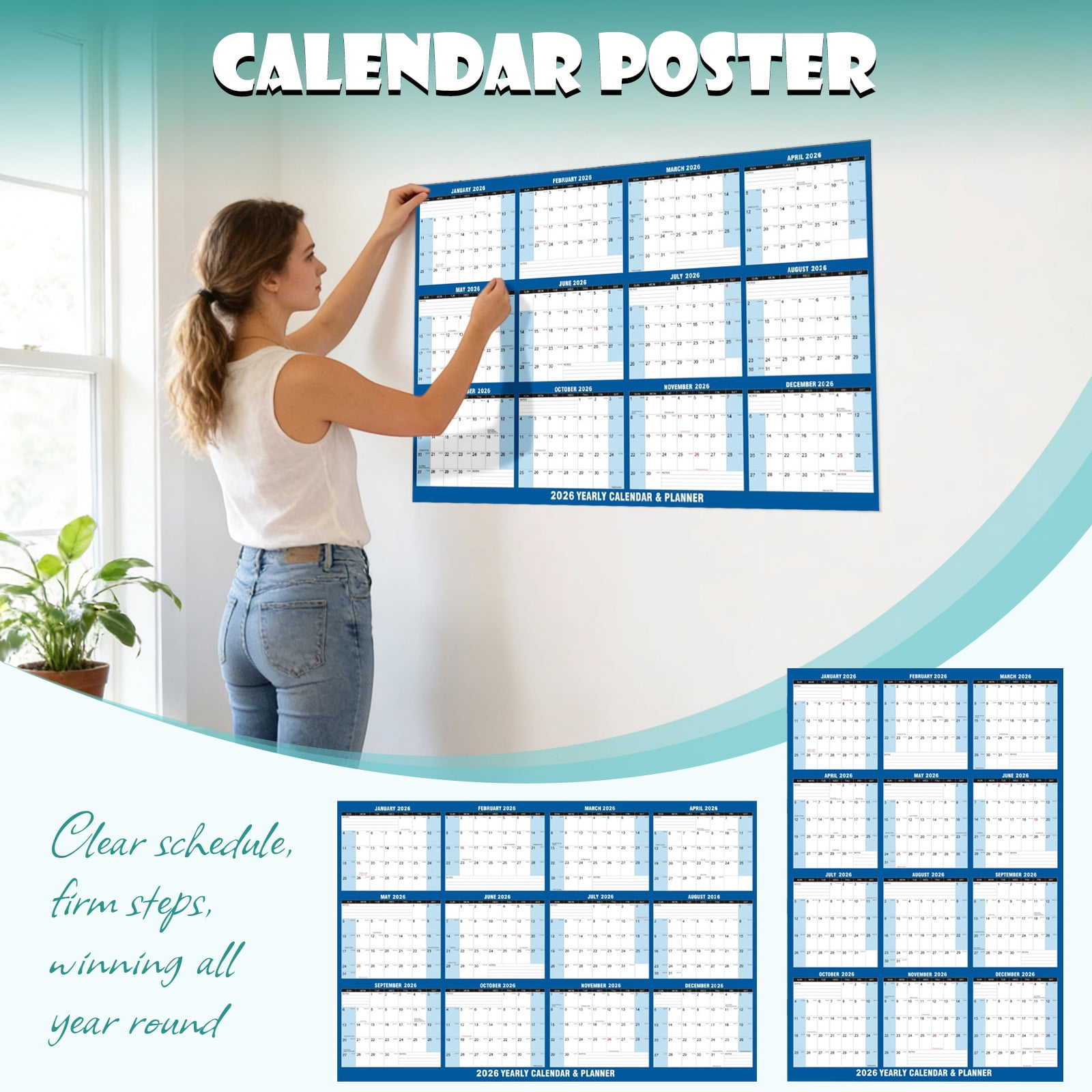 2026 Wall Calendar 60.96" x 86.36" Laminated Horizontal/Vertical | Wet ...