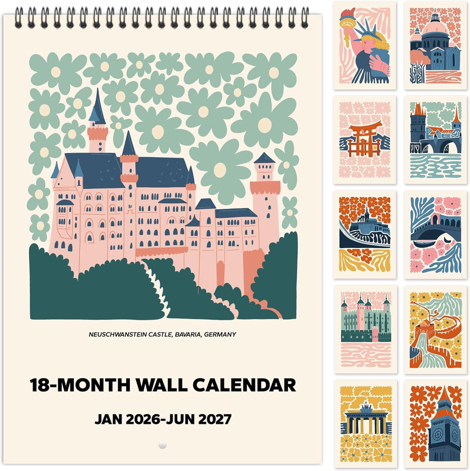 2026 Wall Calendar Art Floral, Aesthetic 18 Months Wall Calendar from ...