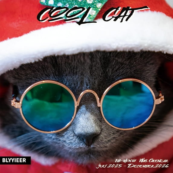2026 Wall Calendar,Calendar 2025-2026,Cool Cat Monthly Wall Calendar ...