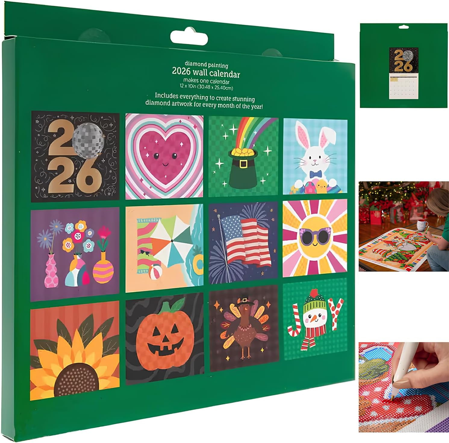 2026 Wall Calendar Diamond Painting Kit, 2026 DIY Diamond Art Wall ...