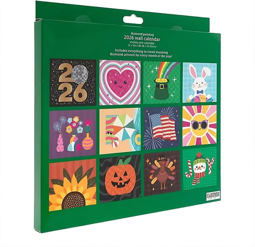 2026 Wall Calendar Diamond Painting Kit, 2026 DIY Diamond Art Wall ...