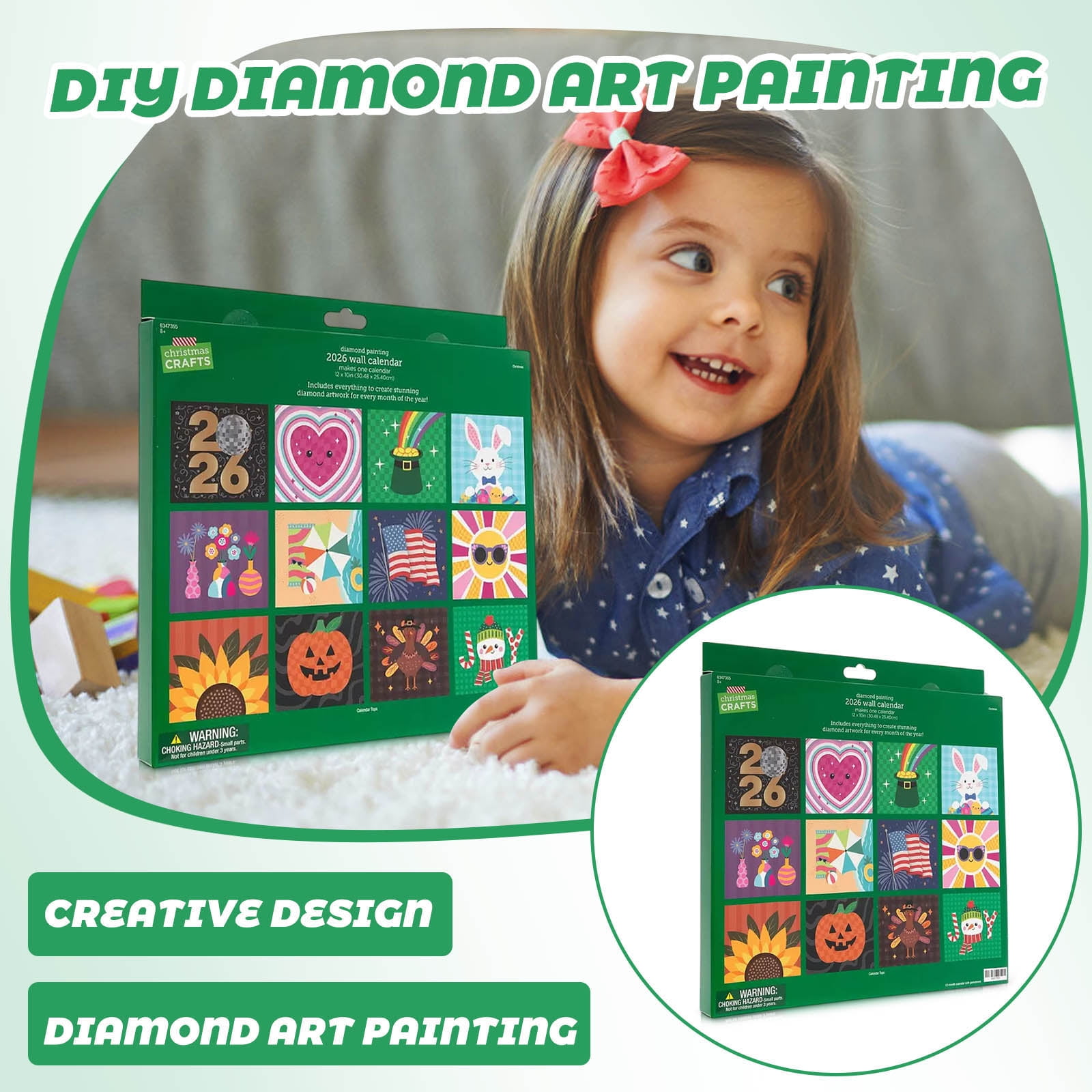 2026 Wall Calendar Diamond Painting Kit, DIY Diamond Art Calendar 2026 ...