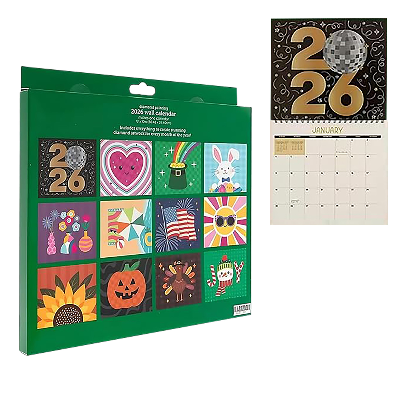 2026 Wall Calendar Diamond Painting Kit - DIY Diamond Art Calendar 2026 ...