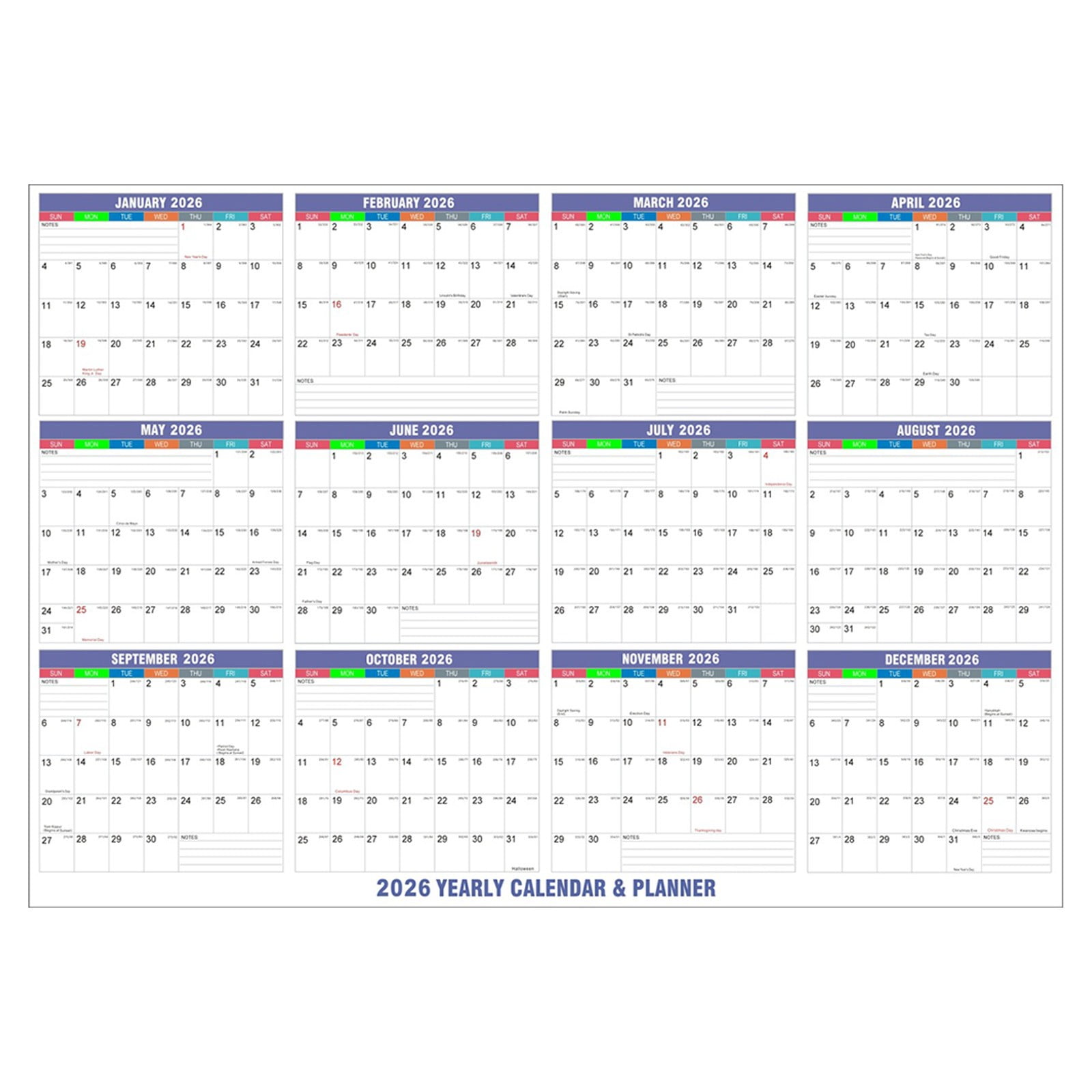 2026 Wall Calendar – Extra Large Monthly Planner (23" x 33") | Yearly ...
