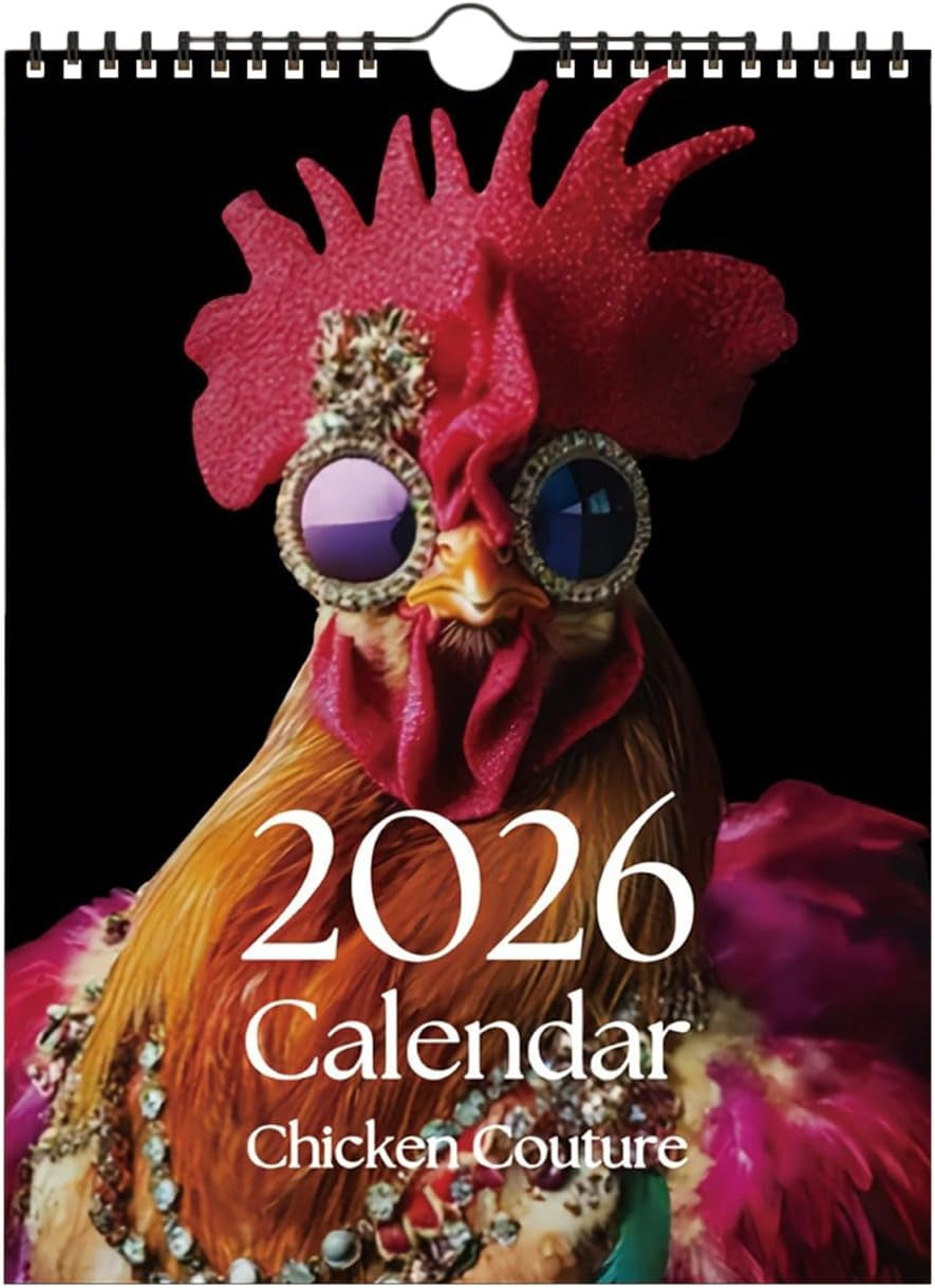 2026 Wall Calendar - Funny Hen Themed Planner | Natural Style Rooster ...