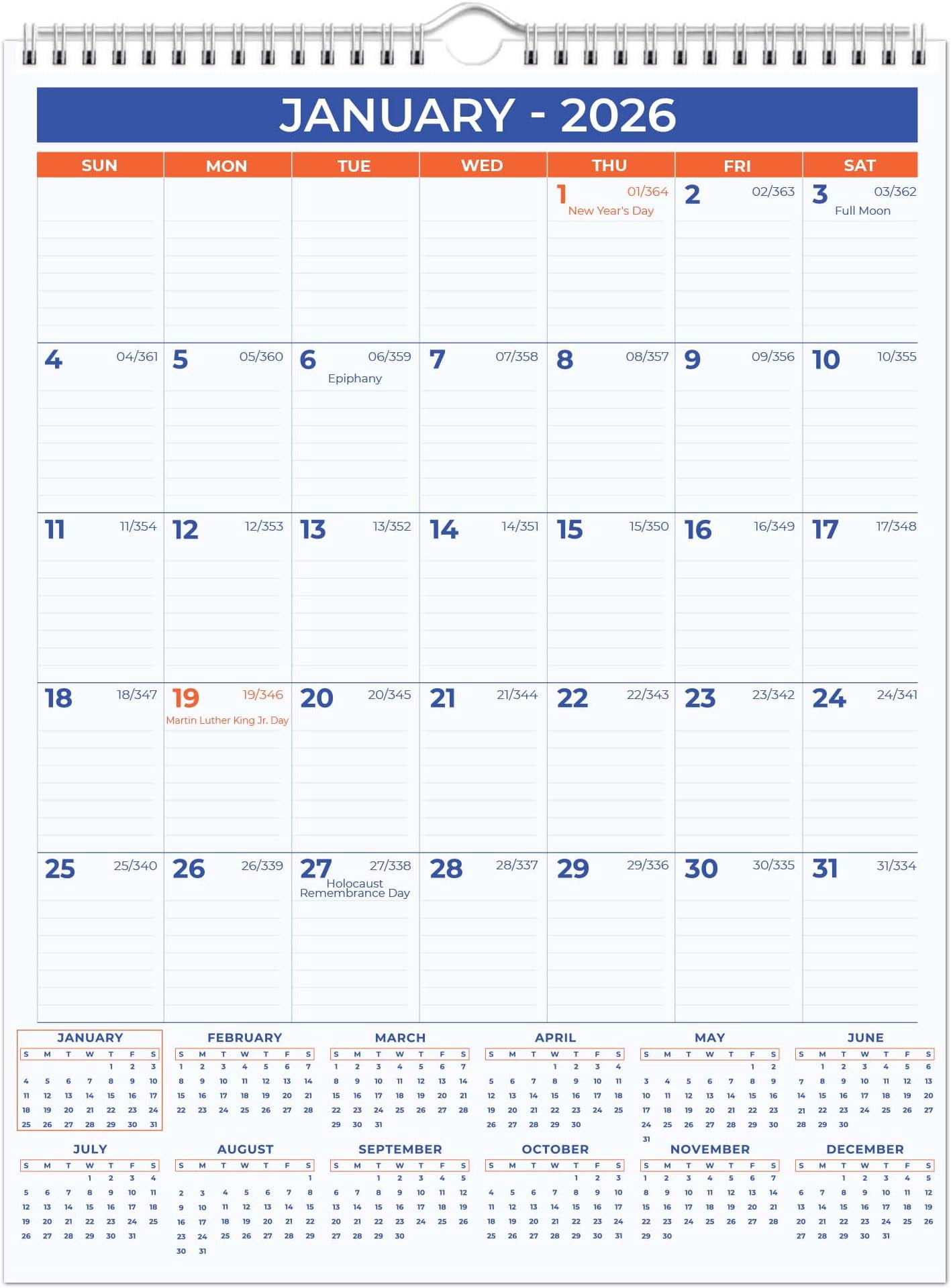 2026 Wall Calendar - January 2026 - December 2026, 12 Monthly Calendar ...