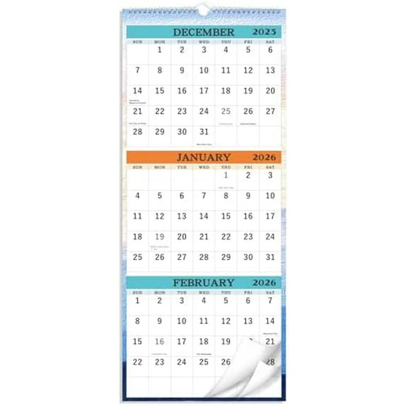 2026 Wall Calendar - January 2026 - December 2026, 3-Month Display ...