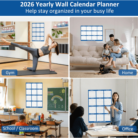 2026 Wall Calendar,Large Reversible Horizontal&Vertical Laminated ...