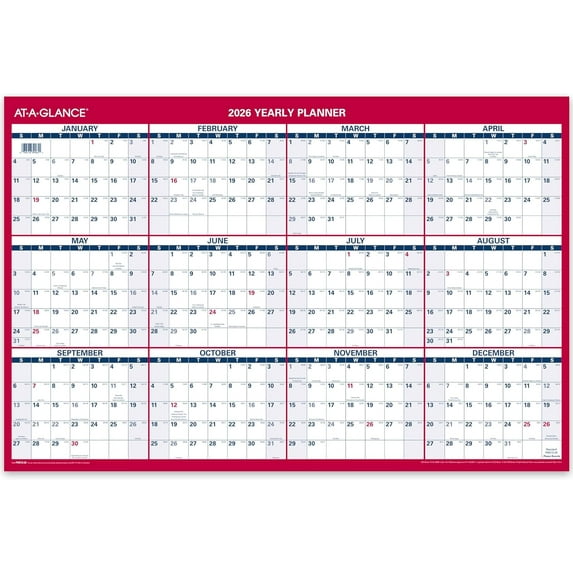 2026 Wall Calendar, Monthly, 24" x 36", Extra Large, Paper, Reversible ...
