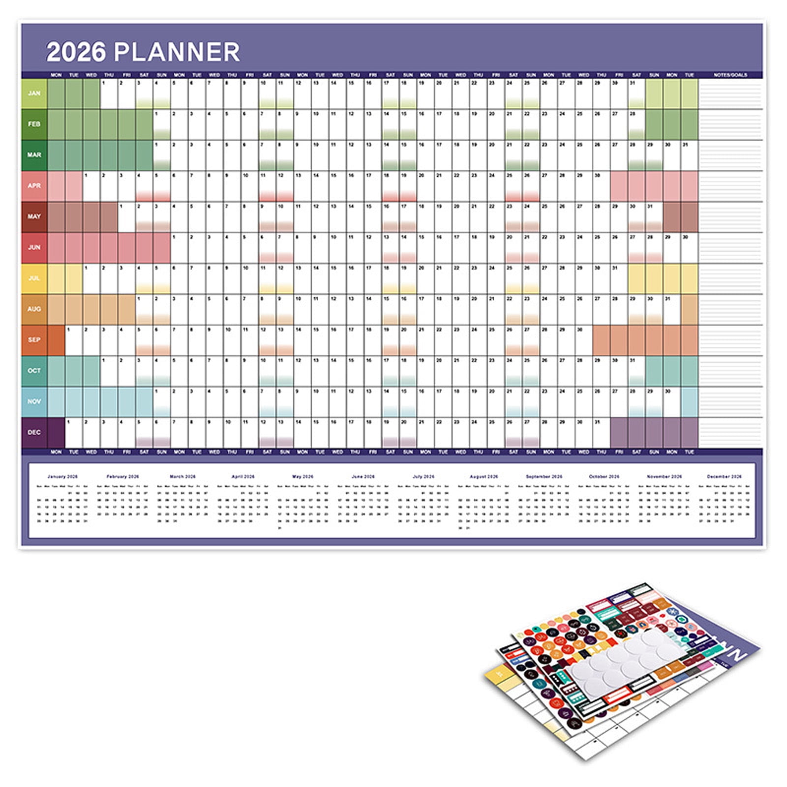 2026 Wall Calendar Planner 2026 Full Year to View Calendars Yearly ...