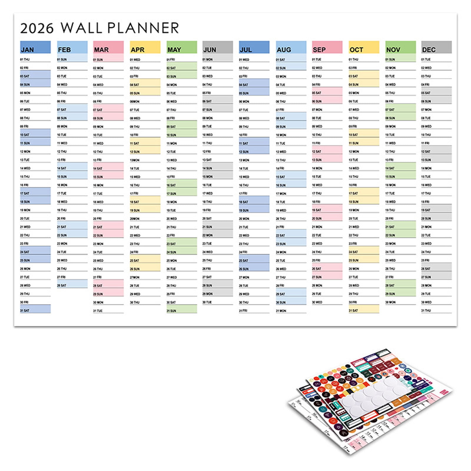 2026 Wall Calendar Planner 2026 Full Year to View Calendars Yearly ...