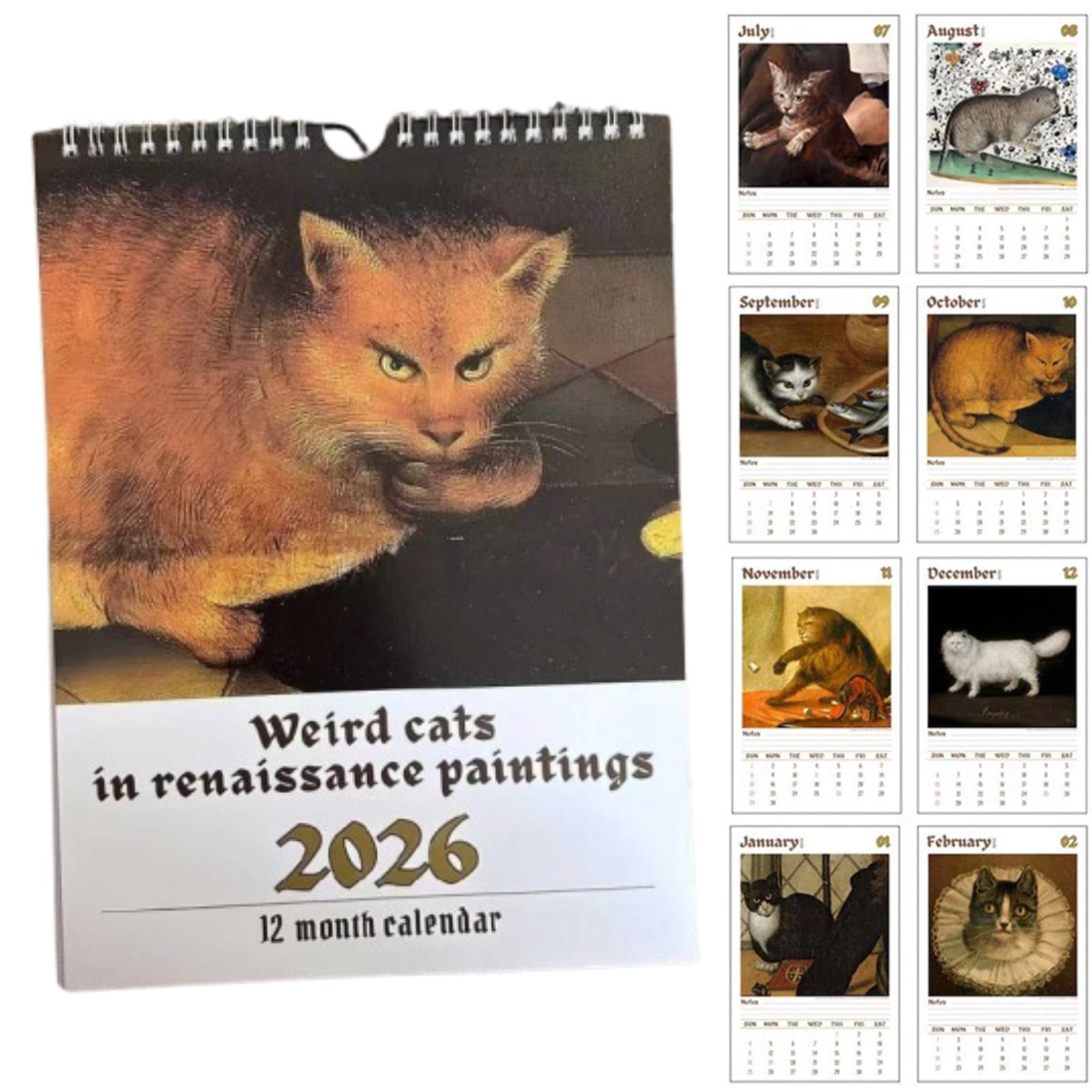 2026 Wall Calendar, Vintage Cat Calendar 12 Month Planner - Big Large ...