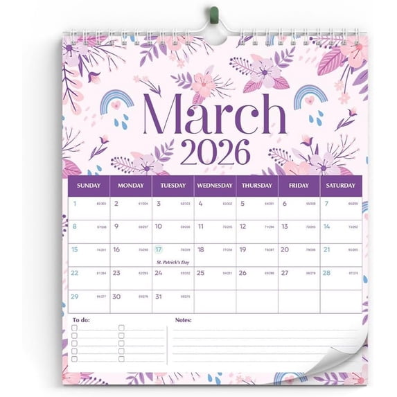 2026 Wall Calendar With Monthly Holidays, March 2026 - Feb 2027 Planner ...