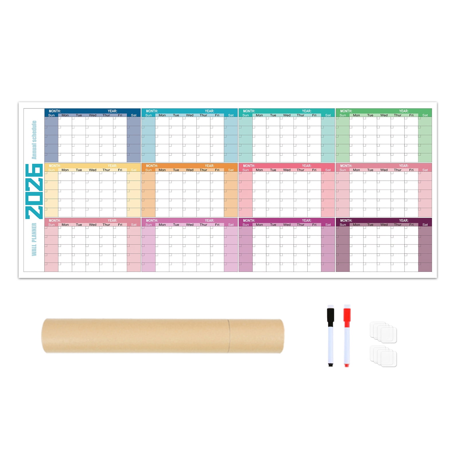 2026 Wall Calendar Yearly Planner Erasable Full Year to View Calendar ...