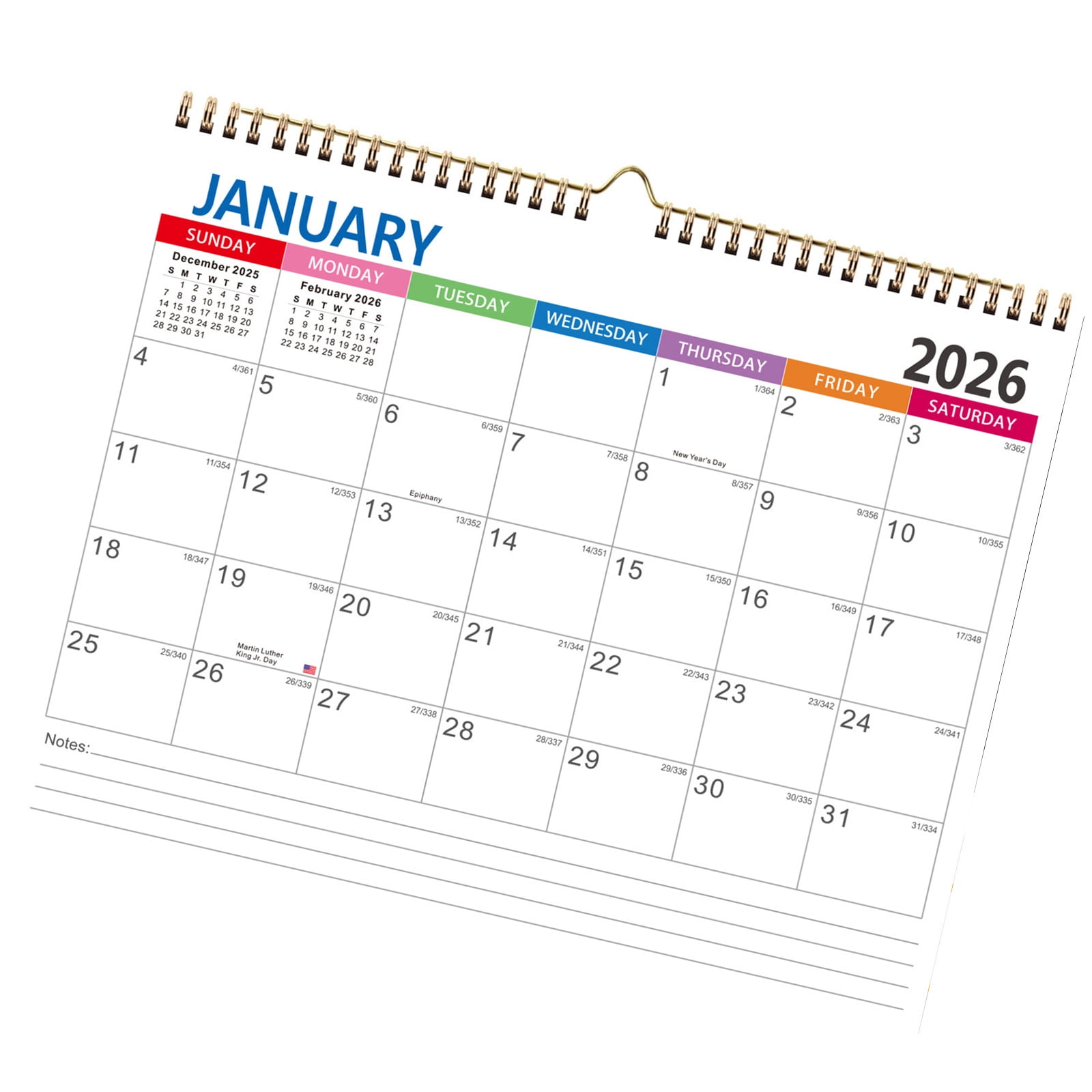 2026 Wall Design Artistic Calendar Tear Resistant Paper Clear Date ...