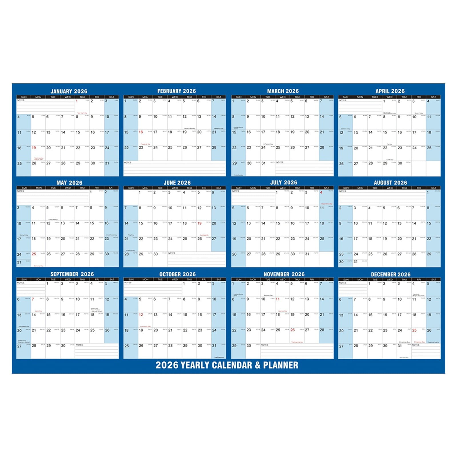 2026 Wall Yearly Calendar & Planner, Reusable Erasable Calendar Full ...