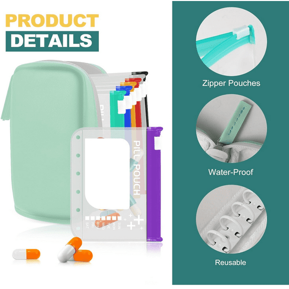 2026 Waterproof Pill Organizer Set – 14 Color-Coded Pouches, Travel ...