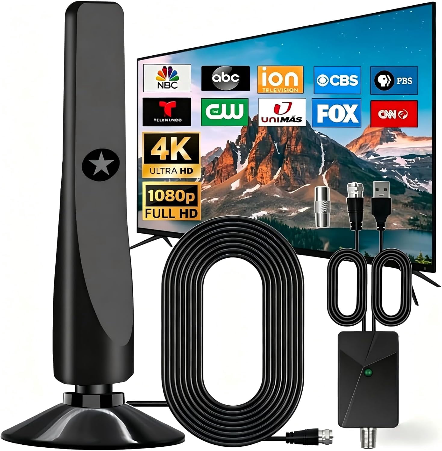 2026 Wave Max TV Antenna – Long Range Indoor HD Antenna with Smart ...