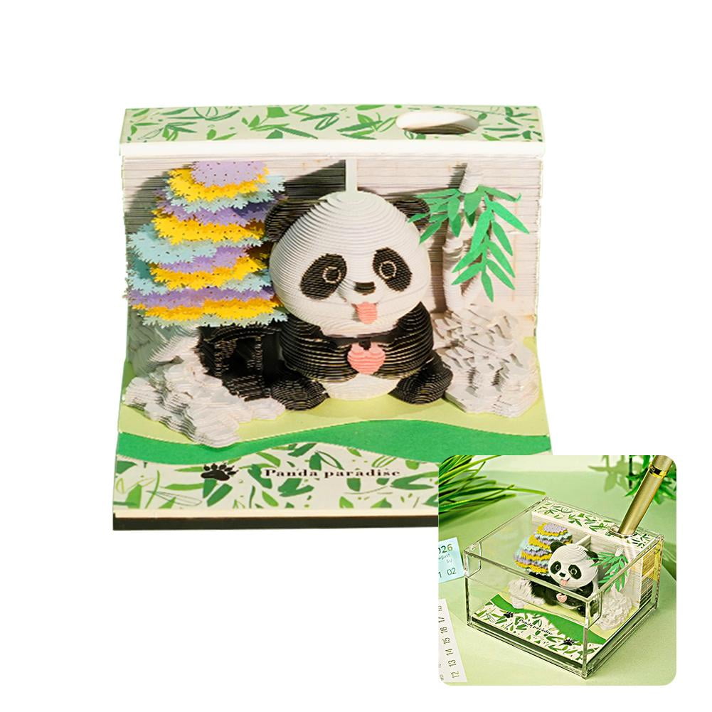 2026 Weekly Calendar with 3D Panda Scene, Creative Paper Sculpture for ...
