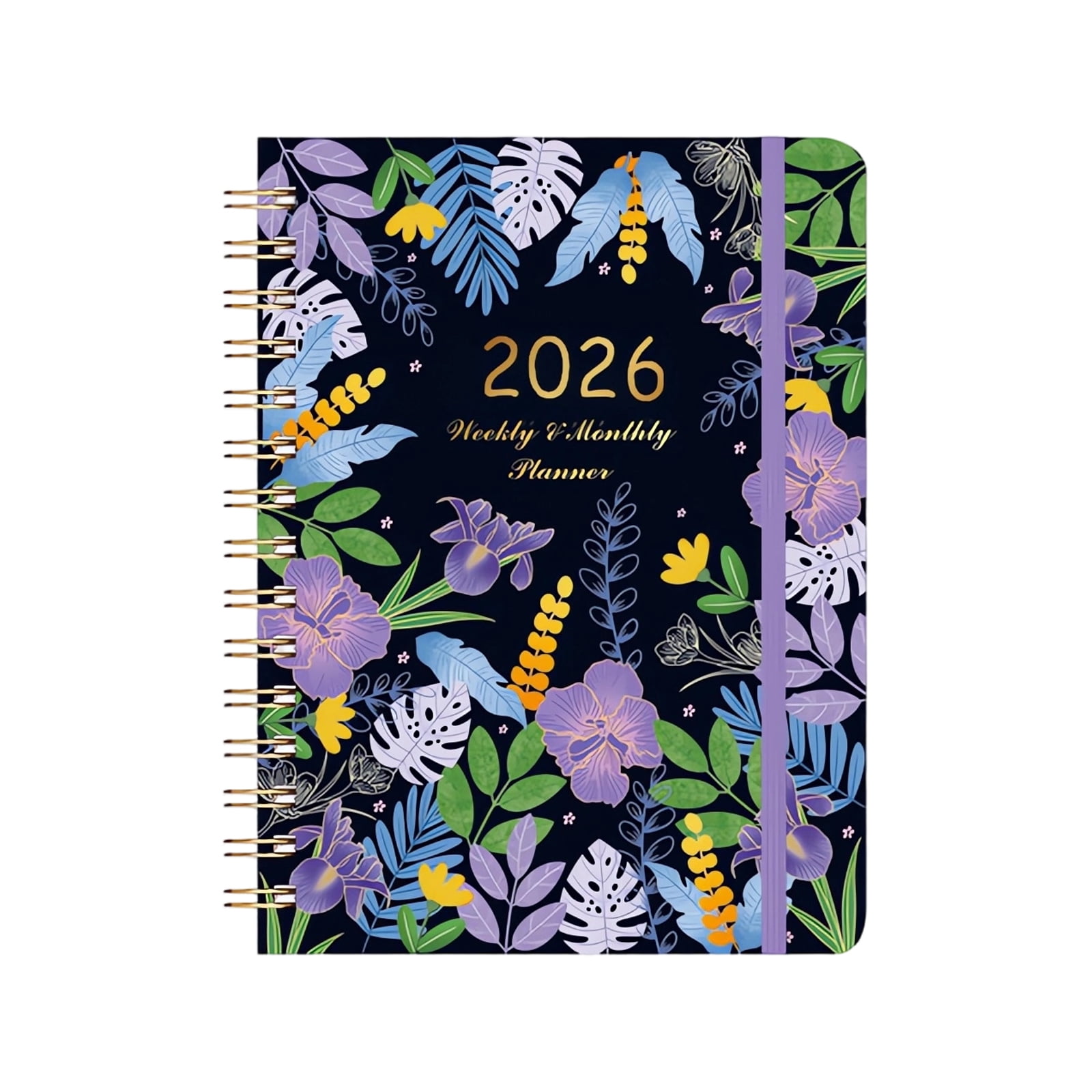 2026 Weekly Monthly Planner Hardcover Spiral Bound Floral Design with ...