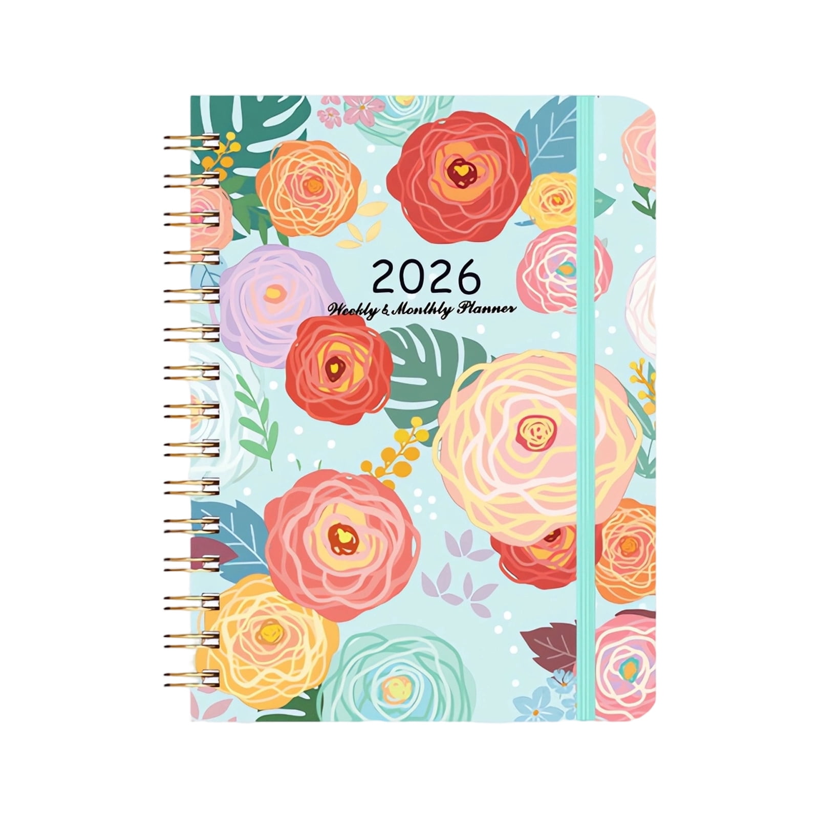 2026 Weekly Monthly Planner Hardcover Spiral Bound Floral Design with ...