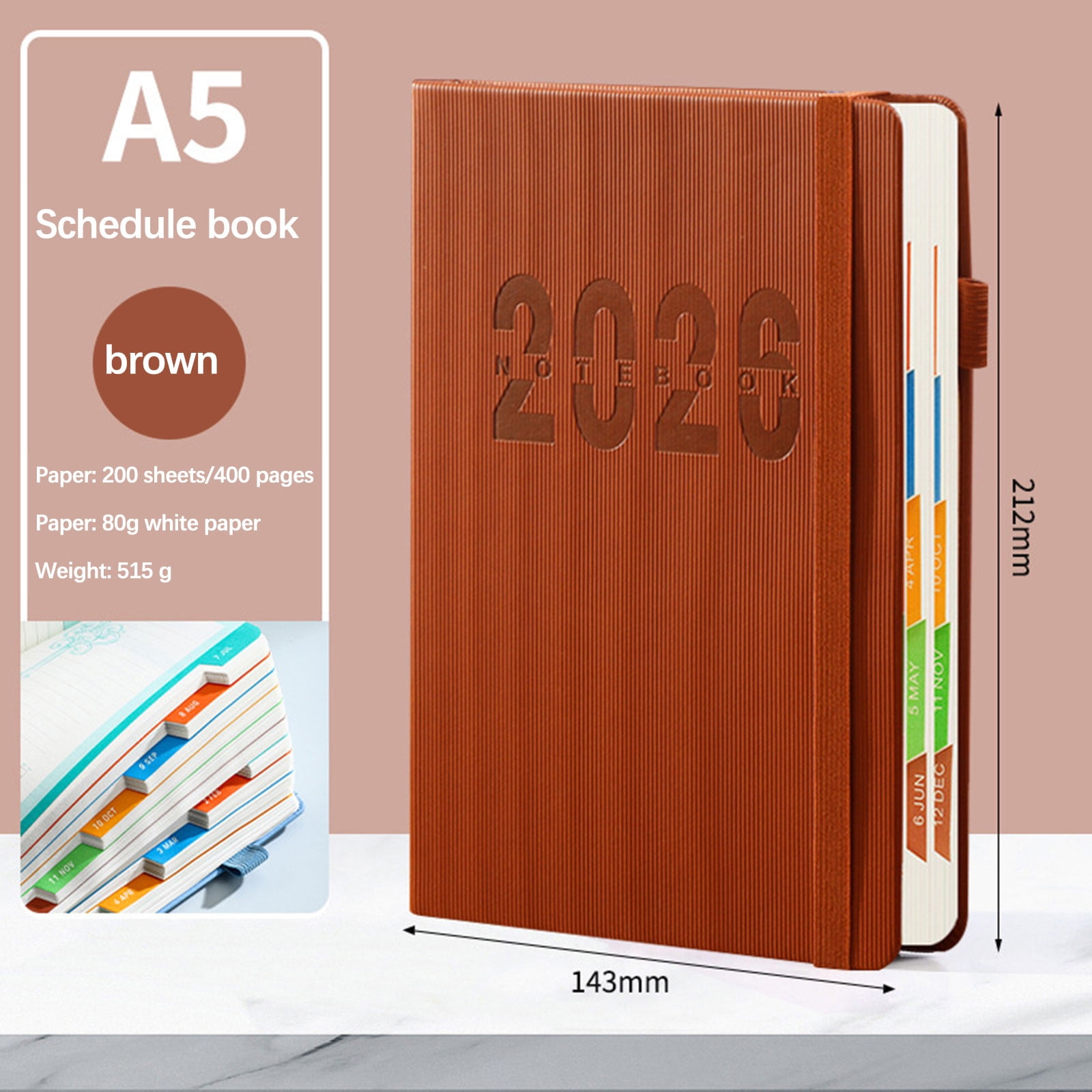 2026 Weekly Monthly Planner Notebook | Hardcover Imitation Leather | 12 ...