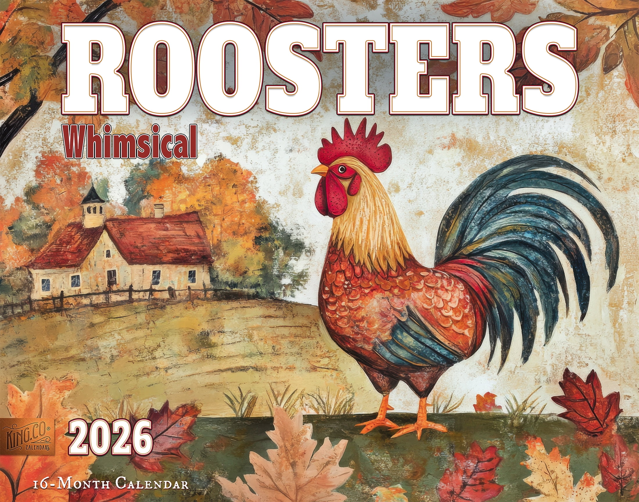 2026 Whimsical Roosters Wall Calendar 16-Month X-Large Size 14x22 ...