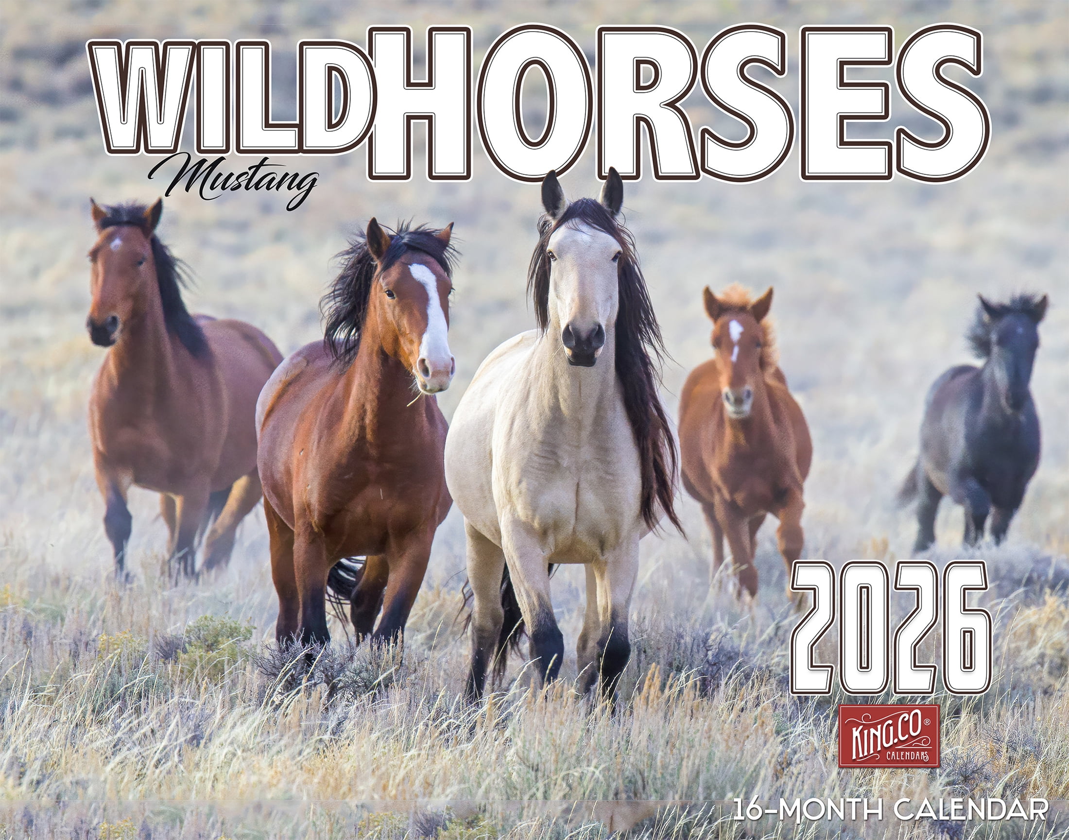 2026 Wild Horses Wall Calendar 16-Month X-Large Size 14x22, Mustang ...