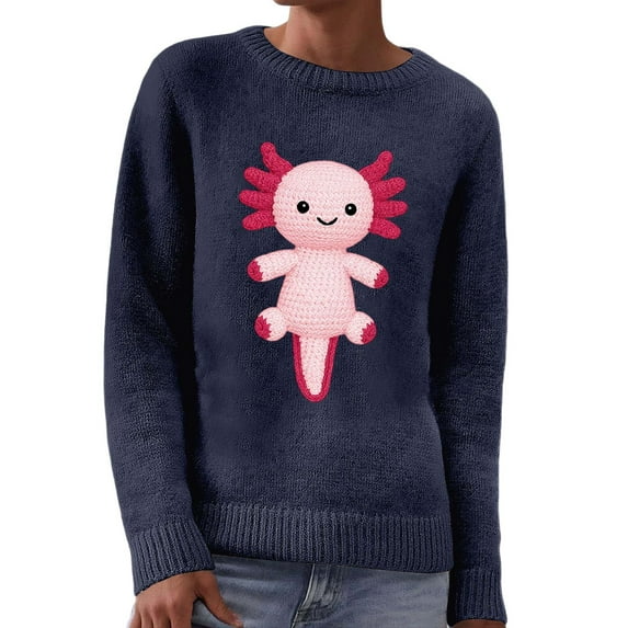 2026 Women Fashion Sweater Chunky Knit Cute Cartoon Dinosaur Graphic ...