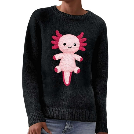 2026 Women Fashion Sweater Chunky Knit Cute Cartoon Dinosaur Graphic ...