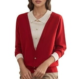 2026 Women Fashion Sweater Color Block Button Decorate Fake 2 Piece ...