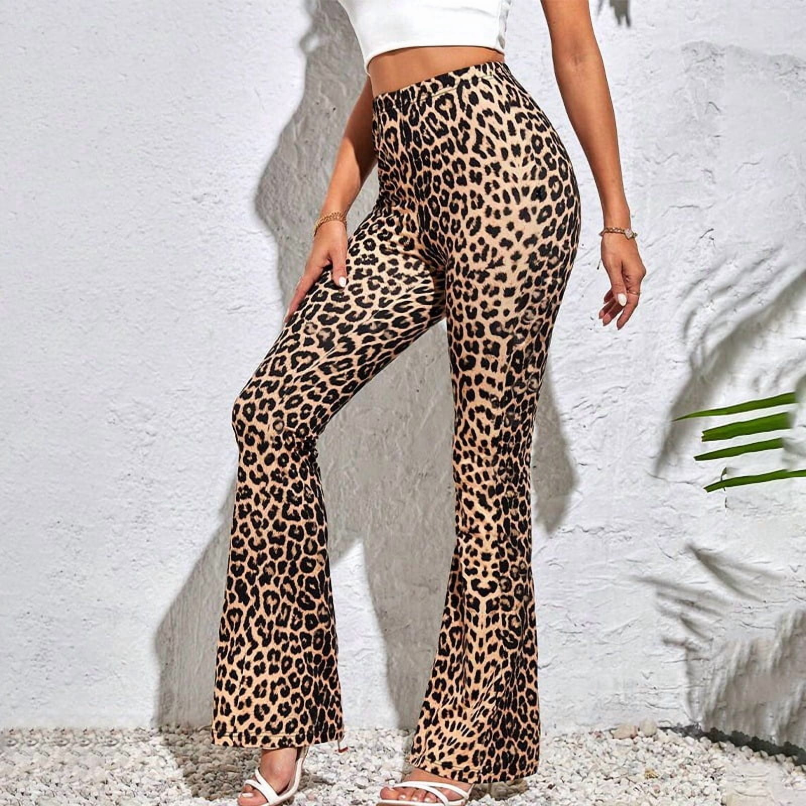 2026 Women Leopard Print Flared Pants Sport High Waist Leggings Skinny ...