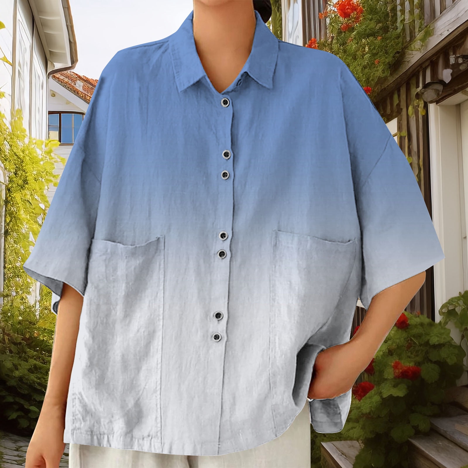 2026 Women Shirts Dressy Casual Button down Shirts Short Sleeve ...