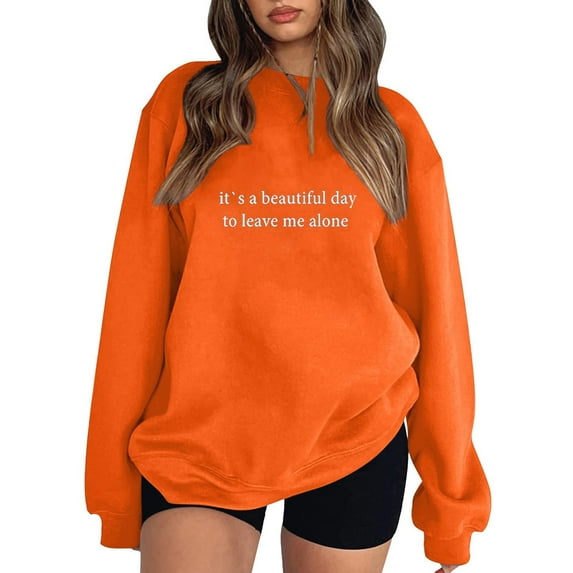 2026 Women Sweatshirts Funny Cute Letter Print Long Sleeve Crew Neck ...