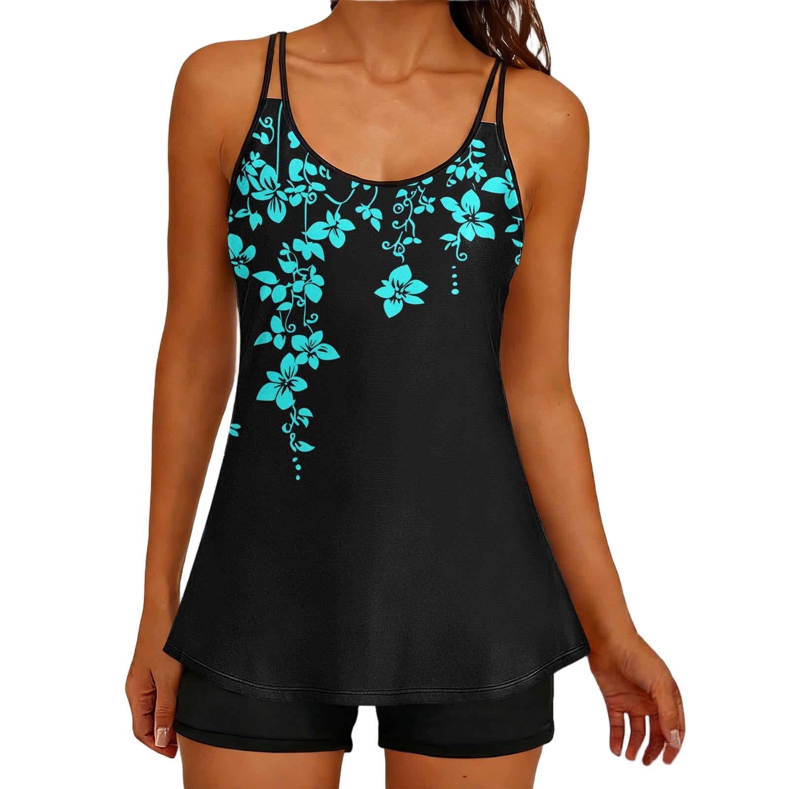 2026 Women Two Piece Tankini Swimsuit Tummy Control Plus Size Long ...