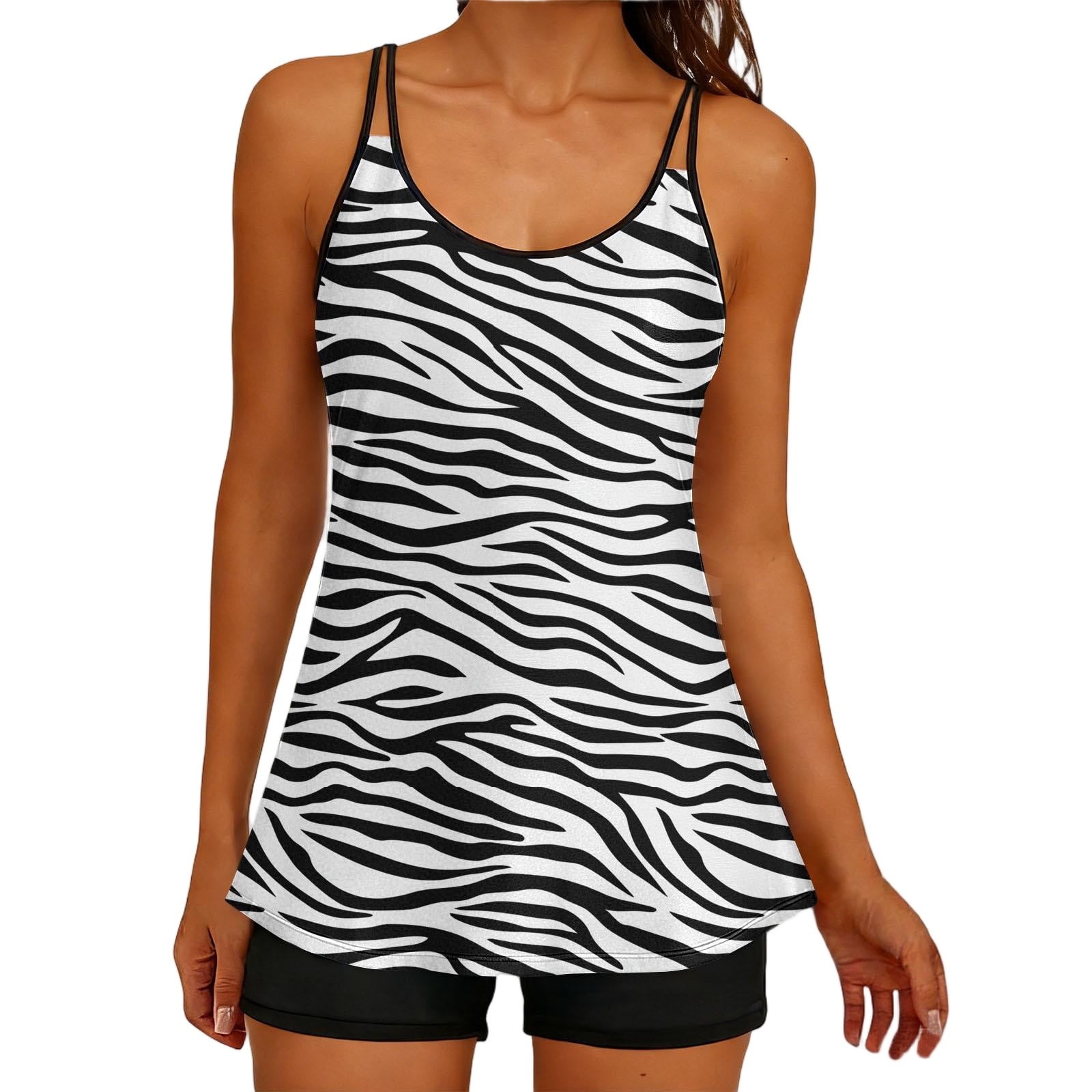 2026 Women Two Piece Tankini Swimsuit Tummy Control Plus Size Long ...