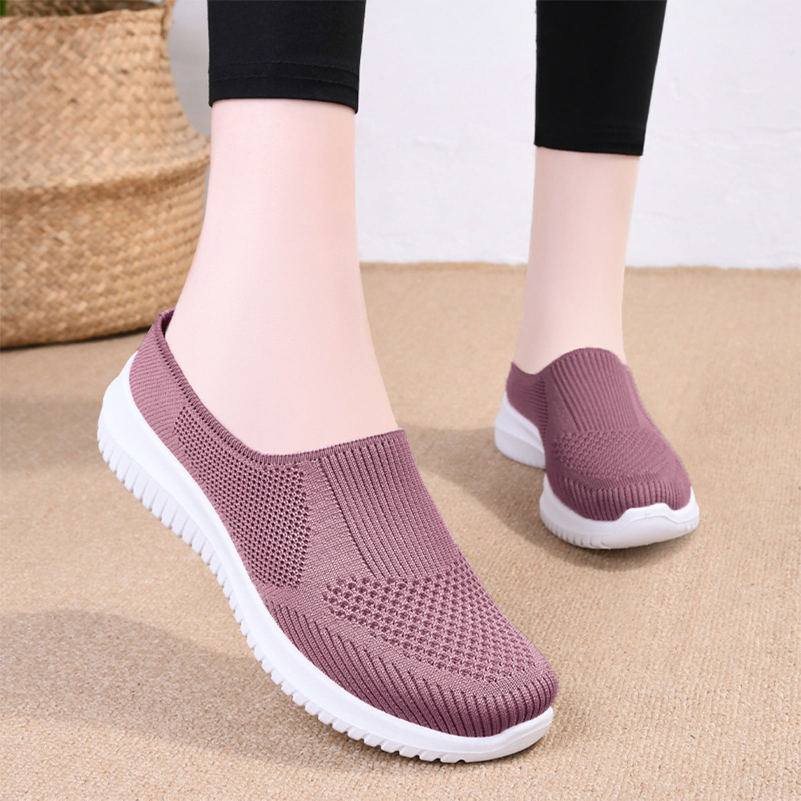 2026 Women's Breathable Knit Slip-On Walking Shoes, Comfortable ...