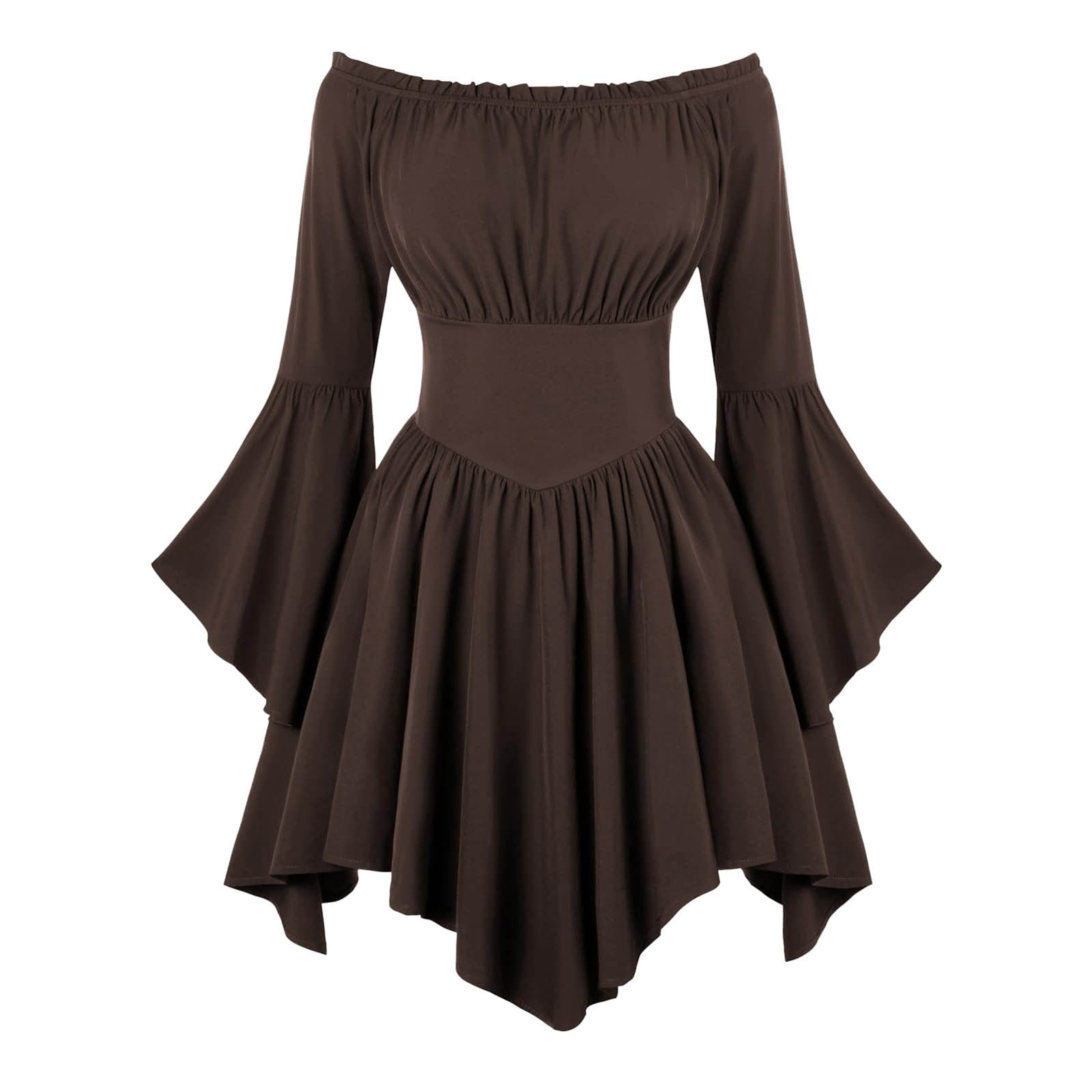 2026 Women's Casual Dress, Off Shoulder Ruffled Hem, Flowy Boho Midi ...