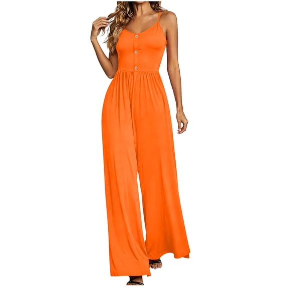 2026 Women's Jumpsuit Casual Summer Fashion Solid Color Sling Shoulder ...