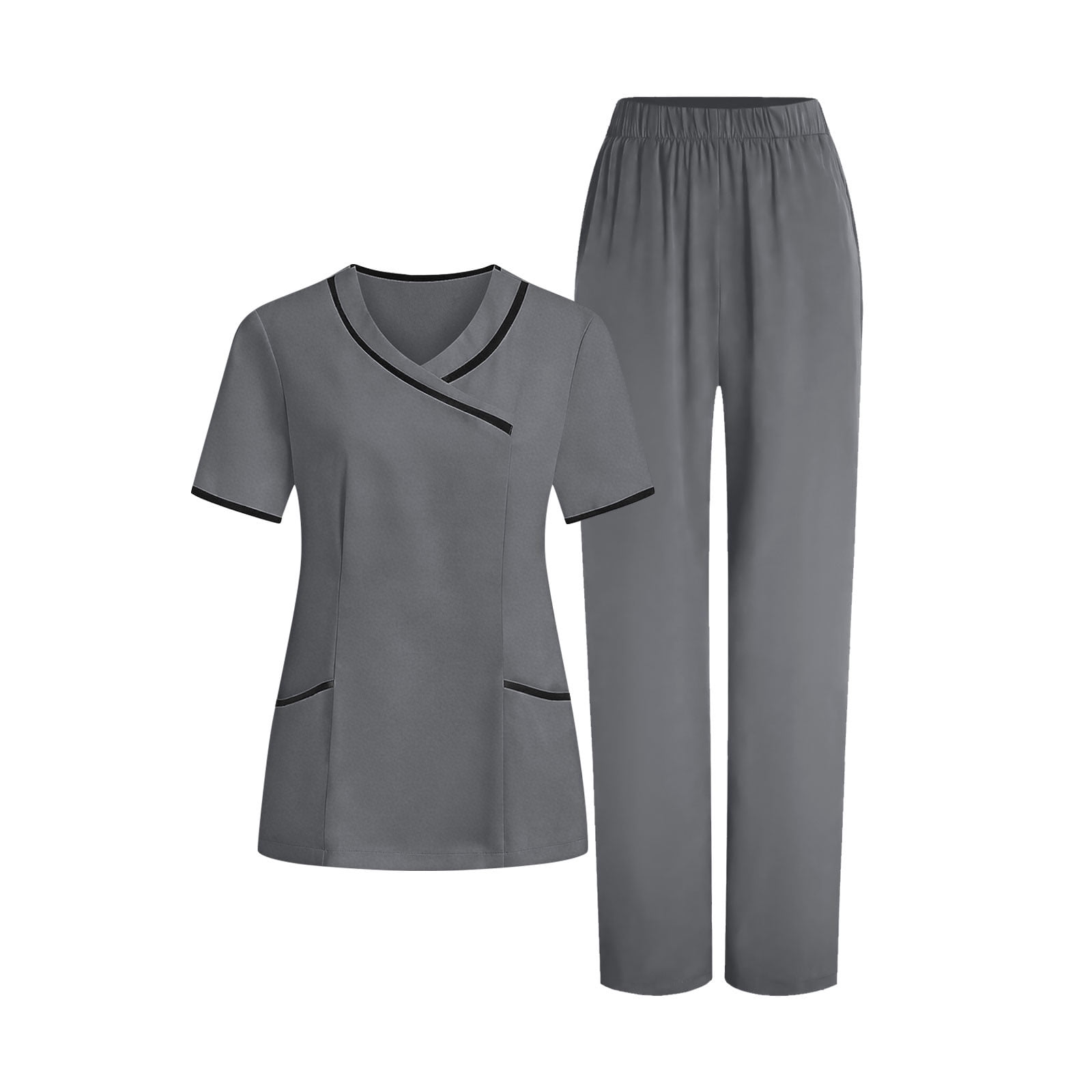 2026 Women's Nurse Uniform Suits Stretch V-Neck Tops and Cargo Pants ...